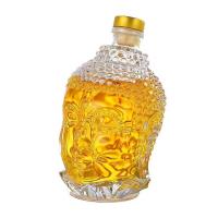 China Lead Free 770ML Engraved Crystal Whiskey Decanter Personalized 27oz Buddha Head for sale