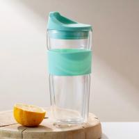 China 455ml Double Wall Drinking Glass Borosilicate Glass 16 Ounce Insulated Tumblers for sale