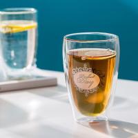 China Clear Insulated Double Wall Drinking Glass 12oz Clear Heat Resistant Tumbler 340ml for sale