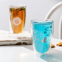 China 12 Ounce Double Wall Drinking Glass 340ml Borosilicate Glass Insulated Tumbler for sale