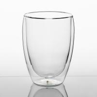 China Mouth Blown 12 Oz Double Wall Drinking Glass Coffee Cups 342ml Borosilicate Glass for sale
