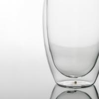 China Mouth Blown 12 Oz Double Wall Drinking Glass Coffee Cups 342ml Borosilicate Glass for sale