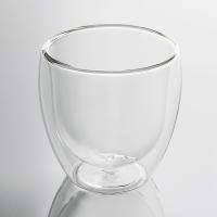 China 9 Ounce Double Wall Drinking Glass Borosilicate Insulated Coffee Cup Mouth Blown for sale