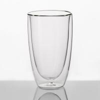 China Insulated 455ml Double Wall Drinking Glass Coffee Cups 16 Ounce Mouth Blown for sale