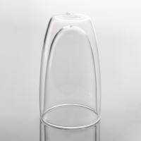 China Insulated 455ml Double Wall Drinking Glass Coffee Cups 16 Ounce Mouth Blown for sale