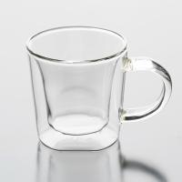 China Hand Blown 70ml Double Wall Espresso Glass Cups Clear 2.5 Ounce With Handle for sale