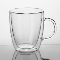 China Insulated Double Wall Drinking Glass 360ml Borosilicate Glass Coffee Mugs for sale