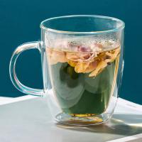 China Insulated Double Wall Drinking Glass 360ml Borosilicate Glass Coffee Mugs for sale