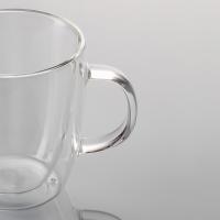 China Insulated Double Wall Drinking Glass 360ml Borosilicate Glass Coffee Mugs for sale