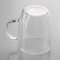 China Insulated Double Wall Drinking Glass 360ml Borosilicate Glass Coffee Mugs for sale