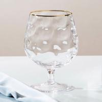China Hammered Unusual Brandy Cognac Glasses 16 Ounces Hand Blown With Gold Silver Rim for sale