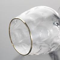 China Hammered Unusual Brandy Cognac Glasses 16 Ounces Hand Blown With Gold Silver Rim for sale