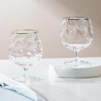 China Hammered Unusual Brandy Cognac Glasses 16 Ounces Hand Blown With Gold Silver Rim for sale