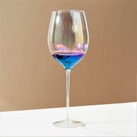 China Rainbow Red Wine Glass Drinking Goblets Long Stem 750ml Lead Free Mouth Blown for sale