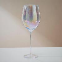 China Rainbow Red Wine Glass Drinking Goblets Long Stem 750ml Lead Free Mouth Blown for sale
