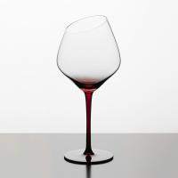 China Electroplated Slanted Red Tinted Wine Glasses 19 Ounces Lead Free 550ml Hand Blown for sale
