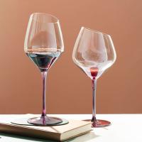 China Electroplated Slanted Red Tinted Wine Glasses 19 Ounces Lead Free 550ml Hand Blown for sale