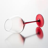 China Electroplated Slanted Red Tinted Wine Glasses 19 Ounces Lead Free 550ml Hand Blown for sale