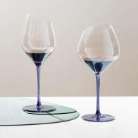 China Lead Free 550ml Glass Drinking Goblets 19 Ounce Angled Iridescent Wine Glasses for sale