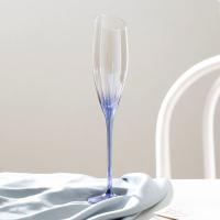 China Rainbow Slanted Long Stem Champagne Glasses 6 Ounces 172ml Gradient Blue for sale