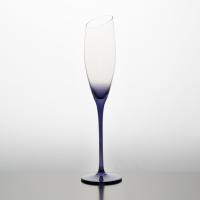 China Rainbow Slanted Long Stem Champagne Glasses 6 Ounces 172ml Gradient Blue for sale