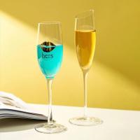 China 6Oz Crystal Glass Drinking Goblets 173ml Long Stem Angled Champagne Flutes for sale