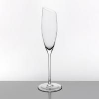 China 6Oz Crystal Glass Drinking Goblets 173ml Long Stem Angled Champagne Flutes for sale