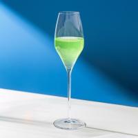 China 11 Oz Wine Long Stem Crystal Tulip Champagne Flutes Glass Transparent Mouth Blown for sale