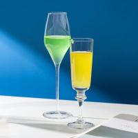 China 11 Oz Wine Long Stem Crystal Tulip Champagne Flutes Glass Transparent Mouth Blown for sale