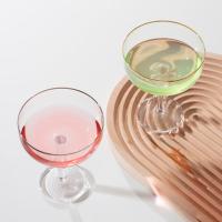 China Thick Stem Glass Drinking Goblets 10 Ounce Hand Blown Gold Rim Cocktail Glasses for sale