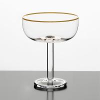 China Thick Stem Glass Drinking Goblets 10 Ounce Hand Blown Gold Rim Cocktail Glasses for sale