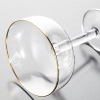 China Thick Stem Glass Drinking Goblets 10 Ounce Hand Blown Gold Rim Cocktail Glasses for sale