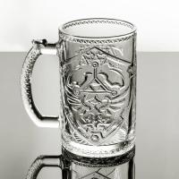 China Embossed Beer Glass Drinking Cups Engraved 655ml Machine Pressed 23 Ounce for sale