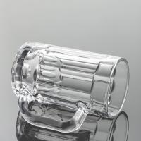 China Embossed 13oz Glass Drinking Cups Transparent 370ml Lead Free Engraved Beer Steins for sale