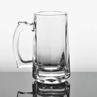 China Heavy Duty 355ml Clear Glass Beer Steins Pressed Beer Glasses With Handles for sale