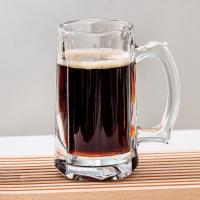 China Heavy Duty 355ml Clear Glass Beer Steins Pressed Beer Glasses With Handles for sale