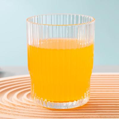 China Ripple 12 Ounce Glass Drinking Cups 341ml Ribbed Vertical Striped Glass Tumblers for sale