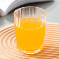 China Ripple 12 Ounce Glass Drinking Cups 341ml Ribbed Vertical Striped Glass Tumblers for sale