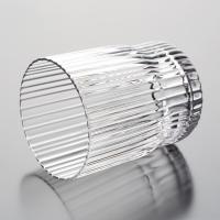China Ripple 12 Ounce Glass Drinking Cups 341ml Ribbed Vertical Striped Glass Tumblers for sale
