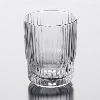 China Silver Gold Rimmed Clear Hand Blown Drinking Glasses 340ml Vertical Striped 12Oz for sale