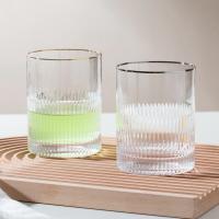 China Gold Rimmed Whisky Glass Drinking Cups 370ml 13 Ounce Hand Blown Glass Tumblers for sale