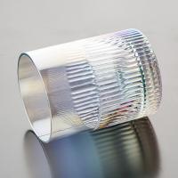 China Iridescent 13 Oz Vertical Ribbed Drinking Glasses Rainbow 370ml Hand Blown for sale