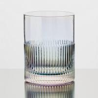 China Iridescent 13 Oz Vertical Ribbed Drinking Glasses Rainbow 370ml Hand Blown for sale