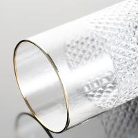 China Diamond Cut Highball Glass Drinking Cups Gold Silver Rimmed 18 Ounce Mouth Blown for sale