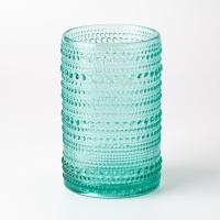 China Hobnail Highball Beaded Drinking Glasses 15 Oz Green 430ml Vintage Old Fashioned for sale