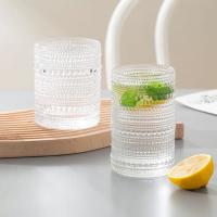 China Beaded Highball Embossed Hobnail Drinking Glasses Clear 12 Ounce Lead Free 342ml for sale