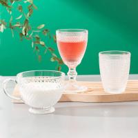 China Beaded Hobnail Glass Drinking Cups Crystal Tumblers 260ml Old Fashioned Glasses for sale