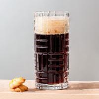 China Plaid Glass Drinking Cups 340ml Lead Free 12 Ounce Crystal Tall Highball Glasses for sale