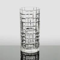 China Plaid Glass Drinking Cups 340ml Lead Free 12 Ounce Crystal Tall Highball Glasses for sale