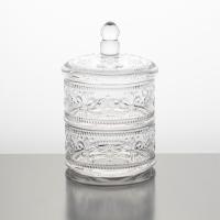 China Housewares Stackable Clear Glass Storage Jar 820ml 2 Pieces With Lid for sale